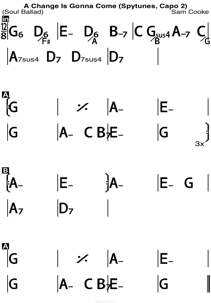 A Change Is Gonna Come Chords | Sam Cooke Guitar Lesson - Spy Tunes